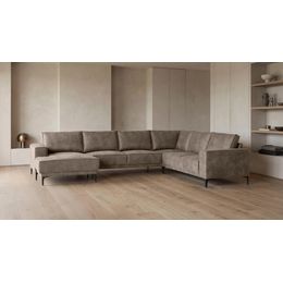 Wohnlandschaft OTTO HOME "OLAND U-Form, XXL, B: 342 cm, Skandi-Design", grau (taupe), B:342cm H:85cm T:260cm, 100% Polyester, Sofas, Wohnlandschaft, Skandi-Design in Struktur, Flachgewebe, Luxus-Microfaser, Boucle