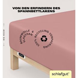 Spannbettlaken Schlafgut "EASY Jersey Elasthan Boxspring", lila (lila mid), 1 Stk., Jersey, 180-200x200-220 40cm, Jersey, Obermaterial: 95% Baumwolle, 5% Elasthan, Bettlaken, Spannbettlaken, MADE IN GREEN by OEKO-TEX