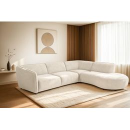 Ecksofa Home Affaire "OSTRUP Rundsofa, L-Form, Naturt&ouml;ne, Boucle", wei&szlig; (ivory), B:273cm H:73cm T:250cm, 100% Polyester, Sofas, Ecksofa, Breite 273 cm, organische Form mit sanften Rundungen