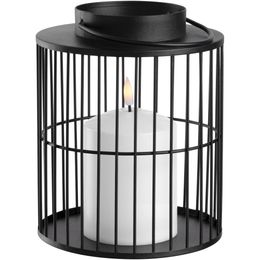 LED-Leuchte Leonardo "Silenzio", schwarz, B:15cm H:18cm T:15cm &Oslash;:15cm, Metall, Kerzenhalter, aus schwarzem Metall