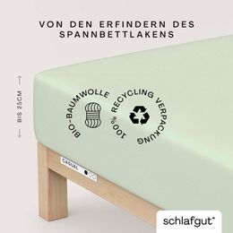Spannbettlaken Schlafgut "CASUAL Bettlaken 100% gek&auml;mmte Bio-Baumwolle, 150 g/m&sup2;, Spannbetttuch", gr&uuml;n (gr&uuml;n light), L:200cm, Jersey, Obermaterial: 100% Baumwolle, Bettlaken, Spannbettlaken, Bettlaken bis 25 cm H&ouml;he, langlebig, weich, Antipilling-Ausr&uuml;stung