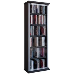 Media-Regal Vcm "Holz CD DVD Stand Regal Schrank Classic Glast&uuml;r", schwarz, B:31cm T:18cm, Regale