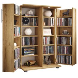 Media-Regal Vcm "Holz Schrank CD DVD Regal abschlie&szlig;bar Engalo XL", honig, eiche, B:60cm T:31cm, Regale