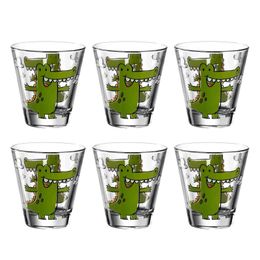 Kinderbecher Leonardo "Kinderbecher Bambini 215 ml 6er Set", gr&uuml;n (krokodil), 6 tlg., Glas, Trinkgef&auml;&szlig;e, Kinderbecher