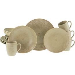 Kombiservice Creatable "Catania, Service 16-tlg.", sand, 16, Steinzeug, Geschirr-Sets, Kombiservice, Italienische Eleganz, Vulkanoptik