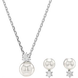 Ohrring und Ketten Set Swarovski "Schmuckset Multipack Schmuck Geschenk Matrix", wei&szlig; (metallfarben, kristallwei&szlig;, wei&szlig;, kristallwei&szlig;), Schmuck_Sets, Damen, Metall, Perlen, mit Swarovski Kristallen, mit Swarovski Perle