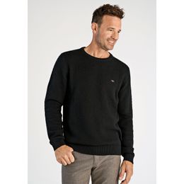 Strickpullover Bison "Strickpullover Comfort Fit", Herren, Gr. L, schwarz, Obermaterial: 70% Baumwolle, 30% Polyester, Rundhals, Pullover Strickpullover