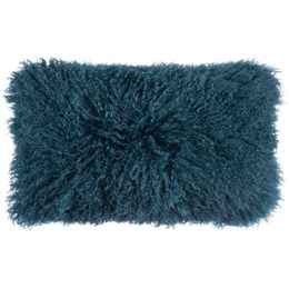 Dekokissen Pad "Glory", petrol, unifarben, B:30cm L:50cm, Lammfell, Polyester, Dekokissen_Sitzkissen_Kissenh&uuml;llen, Echtfell