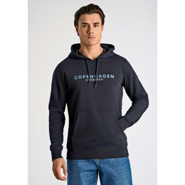 Hoodie LINDBERGH "Hoodie Relaxed Fit", Herren, Gr. L, blau (navy 424), Obermaterial: 85% Baumwolle, 15% Polyester, l&auml;ssig geschnitten, Sweatshirts Hoodie
