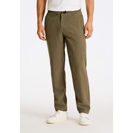 Leinenhose LINDBERGH "Leinenhose Relaxed Fit", Herren, Gr. L, dk army, Obermaterial: 55% Leinen, 45% Baumwolle, relaxed fit, Hosen