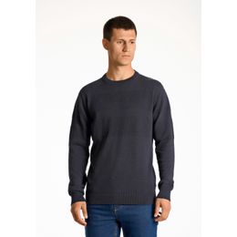 Strickpullover LINDBERGH "Strickpullover Relaxed Fit", Herren, Gr. M, blau (navy), Obermaterial: 100% Baumwolle, Rundhals, Pullover Strickpullover