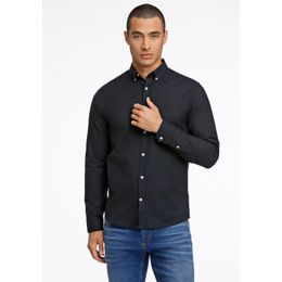 Businesshemd LINDBERGH "Oxford-Hemd Relaxed Fit", Herren, Gr. XXL, Normalgr&ouml;&szlig;en, schwarz, Obermaterial: 97% Baumwolle, 3% Elasthan, Hemden