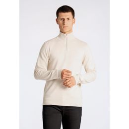 Troyer LINDBERGH "Troyer Slim Fit", Herren, Gr. L, wei&szlig; (sanftes wei&szlig; mel), Obermaterial: 80% Viskose, 20% Nylon, hoch geschlossener Ausschnitt, Pullover Troyer