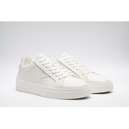 Sneaker Replay, Herren, Gr. 45, sanftes wei&szlig;, beige, Leder, unifarben mit Farbeinsatz, Schuhe Sneaker, Schn&uuml;rschuh, Halbschuh, Freizeitsneaker mit gepolstertem Schaftrand