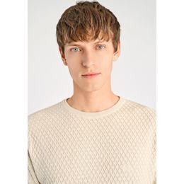 Strickpullover LINDBERGH "Strickpullover Relaxed Fit", Damen, Gr. XXL, cream, Obermaterial: 100% Baumwolle, Rundhals, Pullover Strickpullover