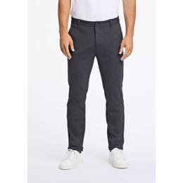 Stoffhose LINDBERGH "Stoffhose Slim Fit", Herren, Gr. L, grau (dk grau mix), Obermaterial: 75% Polyester, 22% Viskose, 3% Elasthan; Futter: 65% Polyester, 35% Baumwolle, slim fit, Hosen Stoffhose