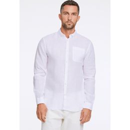 Leinenhemd LINDBERGH "Leinenhemd Relaxed Fit", Herren, Gr. L, Normalgr&ouml;&szlig;en, wei&szlig;, Obermaterial: 100% Leinen, Hemden
