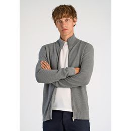 Strickpullover LINDBERGH "Strickpullover Relaxed Fit", Herren, Gr. L, grau (dk grau), Obermaterial: 60% Baumwolle, 40% Polyester, unifarben, Pullover Strickpullover