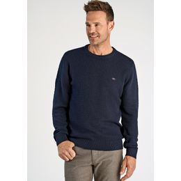 Strickpullover Bison "Strickpullover Comfort Fit", Herren, Gr. L, navy, Obermaterial: 70% Baumwolle, 30% Polyester, unifarben, Rundhals, Pullover Strickpullover