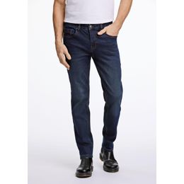 5-Pocket-Jeans Bison "Jeans Tapered Fit", Herren, Gr. 34, L&auml;nge 36, blau (schwarz denim), Obermaterial: 75% Baumwolle, 23% Polyester, 2% Elasthan, unifarben, gerade, unten schmal, Jeans 5-Pocket-Jeans