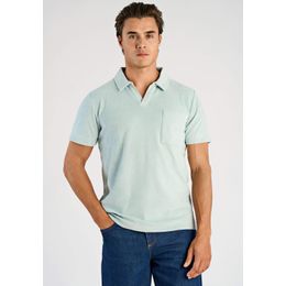 Poloshirt LINDBERGH "Poloshirt Relaxed Fit", Herren, Gr. L, dusty aqua, Obermaterial: 80% Baumwolle, 20% Polyester, unifarben, l&auml;ssig geschnitten, V-Ausschnitt, Shirts