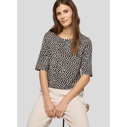 Rundhalsshirt Rabe, Damen, Gr. 44, schwarz, Jersey, Obermaterial: 92% Baumwolle, 8% Elasthan, gemustert, normal h&uuml;ftbedeckend, Rundhals, Shirts Rundhalsshirt, Sommershirt mit Allover-Muster