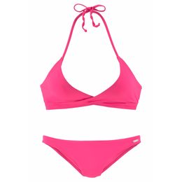 Triangel-Bikini Bench., Damen, Gr. 32, Cup A/B, pink, Polyamid, unifarben, Bikini-Sets Triangel-Bikini, in Wickeloptik
