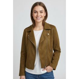 Bikerjacke Only CARMAKOMA "CARSHERRY NEW LIFE BONDED BIKER OTW", Damen, Gr. 48, cognac, Web, Obermaterial: 100% Polyester, unifarben, Jacken