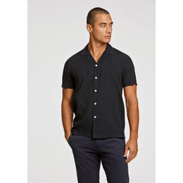 Leinenhemd LINDBERGH "Leinenhemd Relaxed Fit", Herren, Gr. L, Normalgr&ouml;&szlig;en, schwarz, Obermaterial: 55% Leinen, 45% Baumwolle, Hemden