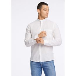 Leinenhemd LINDBERGH "Leinenhemd Slim Fit", Herren, Gr. L, Normalgr&ouml;&szlig;en, wei&szlig;, Obermaterial: 55% Leinen, 45% Baumwolle, Hemden