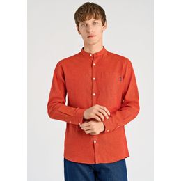 Leinenhemd LINDBERGH "Leinenhemd Relaxed Fit", Herren, Gr. L, Normalgr&ouml;&szlig;en, coral orange, Obermaterial: 55% Leinen, 45% Baumwolle, Hemden