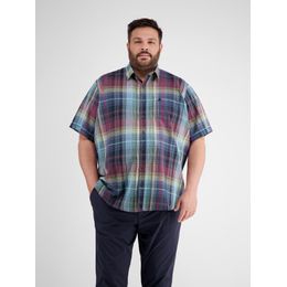 Kurzarmhemd Lerros "Sommerliches Karohemd in &Uuml;bergr&ouml;&szlig;en", Herren, Gr. 5XL, extraweit, earth rot, 71% Baumwolle, 29% Leinen, Hemden