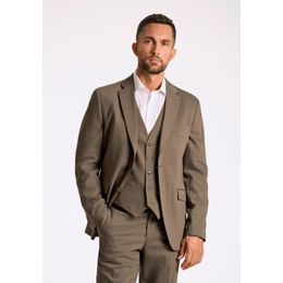 Anzugsakko LINDBERGH "Anzugjacke Modern Fit", Herren, Gr. 52, beige (dk sand mel), Obermaterial: 54% Polyester, 44% Wolle, 2% Elasthan; Futter: 95% Polyester, 5% Elasthan, Sakkos