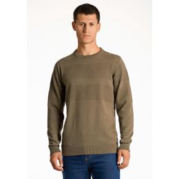 Strickpullover LINDBERGH "Strickpullover Relaxed Fit", Herren, Gr. M, gr&uuml;n (army), Obermaterial: 100% Baumwolle, Rundhals, Pullover Strickpullover