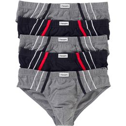 Maxislip bonprix, Herren, Gr. 7, 5 Stk., grau (grau meliert, schwarz), Obermaterial: 65% Baumwolle, 35% Polyester, Unterhosen, klassisch geschnittene Passform, sportive Optik, aus Baumwolle
