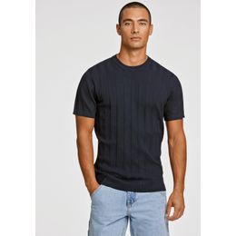 T-Shirt LINDBERGH "T-Shirt Relaxed Fit", Herren, Gr. L, blau (navy), Obermaterial: 70% Viskose, 30% Nylon, l&auml;ssig geschnitten, Rundhals, Shirts T-Shirt