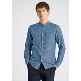 Leinenhemd LINDBERGH "Leinenhemd Relaxed Fit", Herren, Gr. L, Normalgr&ouml;&szlig;en, blau (navy), Obermaterial: 55% Leinen, 45% Baumwolle, Hemden
