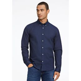Businesshemd LINDBERGH "Oxford-Hemd Slim Fit", Herren, Gr. M, Normalgr&ouml;&szlig;en, blau (navy mix), Obermaterial: 97% Baumwolle, 3% Elasthan, Hemden