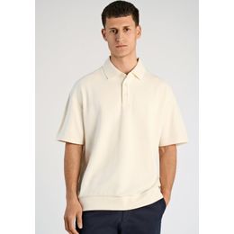Poloshirt LINDBERGH "Poloshirt Oversize Fit", Herren, Gr. L, pearl wei&szlig;, Obermaterial: 85% Baumwolle, 15% Polyester, oversize, Shirts