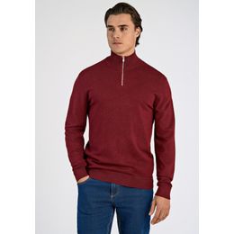 Troyer LINDBERGH "Troyer Slim Fit", Herren, Gr. L, cherry mel, Obermaterial: 80% Viskose, 20% Nylon, hoch geschlossener Ausschnitt, Pullover Troyer