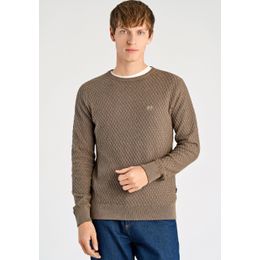 Strickpullover LINDBERGH "Strickpullover Relaxed Fit", Herren, Gr. M, dk sand mel, Obermaterial: 100% Baumwolle, Rundhals, Pullover Strickpullover