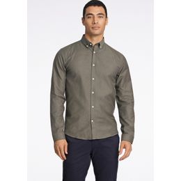 Businesshemd LINDBERGH "Oxford-Hemd Relaxed Fit", Herren, Gr. M, Normalgr&ouml;&szlig;en, gr&uuml;n (army mix), Obermaterial: 97% Baumwolle, 3% Elasthan, Hemden