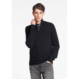 Troyer LINDBERGH "Troyer Slim Fit", Herren, Gr. L, blau (navy), Obermaterial: 80% Viskose, 20% Nylon, hoch geschlossener Ausschnitt, Pullover Troyer