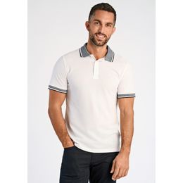 Poloshirt LINDBERGH "Poloshirt Relaxed Fit", Herren, Gr. L, wei&szlig;, Obermaterial: 50% Baumwolle, 50% Polyester, l&auml;ssig geschnitten, Shirts