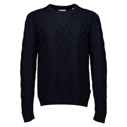 Strickpullover LINDBERGH "Strickpullover Relaxed Fit", Herren, Gr. M, navy, Obermaterial: 50% Polyacryl, 50% Baumwolle, Jacquardmuster, Rundhals, Pullover Strickpullover