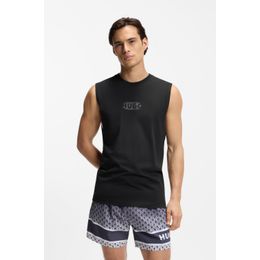 Tanktop HUGO UNDERWEAR, Herren, Gr. XL (54), schwarz, Jersey, Obermaterial: 100% Baumwolle, bequem, Rundhals, Tops Tanktop, aus Baumwoll-Jersey mit Logo-Print