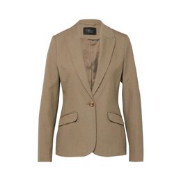Jackenblazer s.Oliver BLACK LABEL, Damen, Gr. 48, schwarz beige, Web, Obermaterial: 62% Polyester, 33% Viskose, 5% Elasthan, meliert, unifarben, slim fit h&uuml;ftbedeckend, tiefer V-Ausschnitt, Blazer, mit 1-Knopf-Verschluss