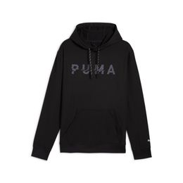 Kapuzensweatshirt Puma "M CLOUDSPUN BRANDED HOODIE", Herren, Gr. M, schwarz (Puma schwarz, q1), Jersey, Obermaterial: 85% Polyester, 15% Elasthan, regular fit normal, Rundhals, angesetztes B&uuml;ndchen, Sweatshirts, mit K&auml;ngurutasche, mit DryCELL Technologie, atmungsaktiv