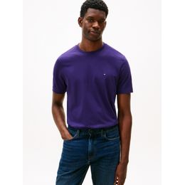 T-Shirt Tommy Hilfiger "ESSENTIAL REGULAR FIT SOLID mit Stickerei", Jungen, Gr. XXL, nocturnal lila, Single Jersey, Obermaterial: 100% Baumwolle, Basic, Rundhals, Shirts T-Shirt, unifarben, casual, Baumwolle, Rundhals