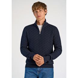 Troyer LINDBERGH "Troyer Relaxed Fit", Herren, Gr. 3XL, blau (navy), Obermaterial: 60% Baumwolle, 40% Polyester, unifarben, Pullover Troyer